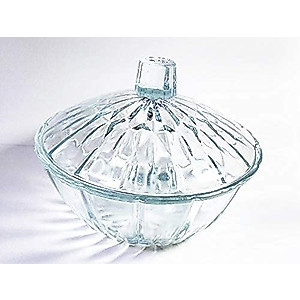 Katrina Custom Fancy Glass Dish with Powder Puff - Medium No Lid