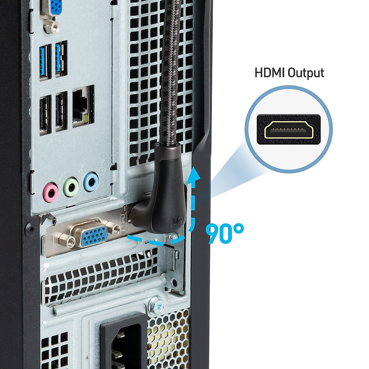 Cable Matters 48Gbps Ultra HD 8K Right Angle HDMI Cable 6.6 ft (90 Degree HDMI Cable) with 8K @120Hz, 4K @240Hz and HDR Support in Black