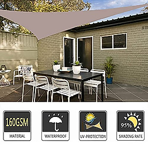 JLCP Garden Sun Sail Shade,4.5X4.5X4.5 Triangle Waterproof Sail Canopy with Fixing Kit 90% UV-Block Breathable Sun Shade for Patio/Lawn/Balcony/Swimming Pool/Playground,Light Brown