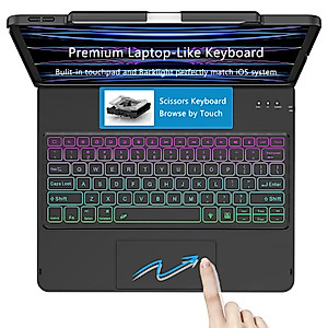 HOTLIFE Keyboard Case for iPad Air 13 inch 2024, Keyboard for iPad Pro 12.9” inch (4th Gen 2020/ 3th Gen 2018) - Touch Trackpad Case with Keyboard -360° Protective with Pencil Holder