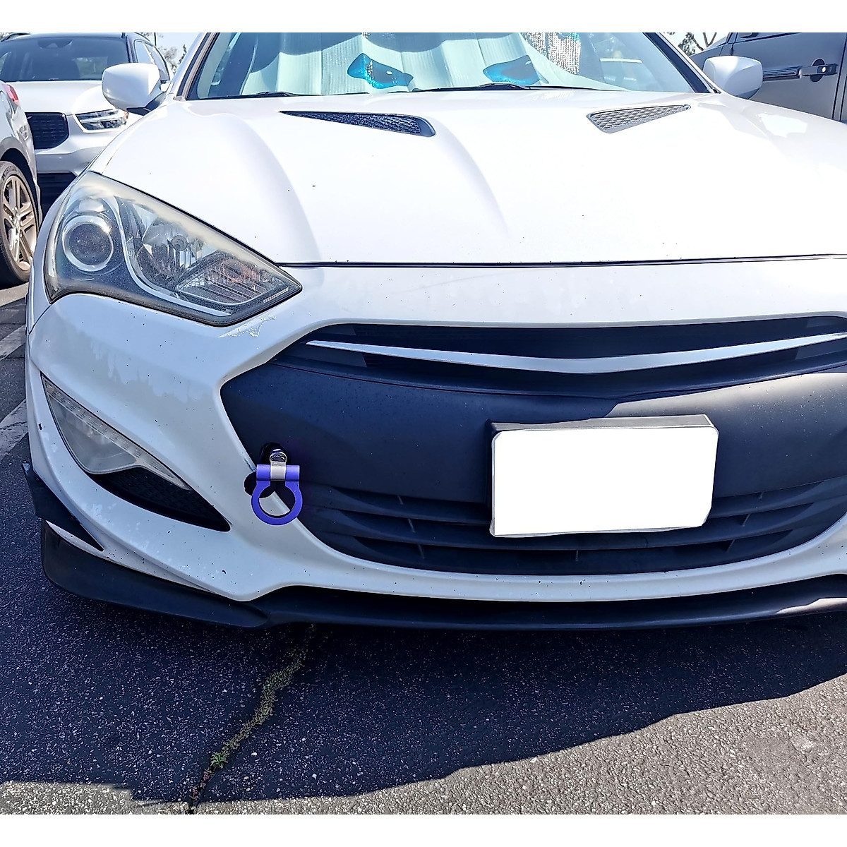 iJDMTOY Blue Track Racing Style Tow Hook Ring Compatible with 2010-2016 Hyundai Genesis Coupe 2-Door, Made of Lightweight Aluminum