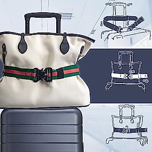 Travel Belt for Luggage - Stylish & Adjustable Add a Bag Luggage Strap for Carry On Bag - Airport Travel Accessories for Women & Men (Red Green)