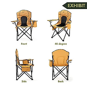 ARROWHEAD OUTDOOR Portable Folding Camping Quad Chair w/ 4-Can Cooler, Cup-Holder, Heavy-Duty Carrying Bag, Padded Armrests, Supports up to 330lbs