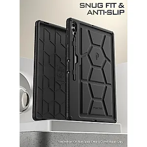 Poetic TurtleSkin Case for Samsung Galaxy Tab S10 Ultra (2024 Release) / S9 Ultra (2023 Release) 14.6 inch Case with S Pen Holder, Heavy Duty Shockproof Kids Friendly Protective Silicone Cover, Black