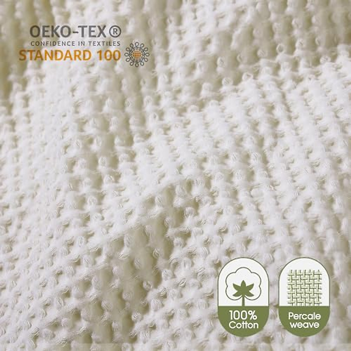Grassix Waffle Weave Duvet Cover Queen Size 100% Cotton Duvet Cover Set with Zipper Closure Soft Breathable Textured Bedding Set for All Seasons, Comforter Cover Cream White 90"x90"