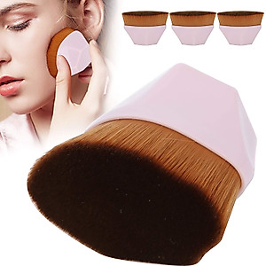 3pcs Foundation Brush Blush Brush Used for Mixing Liquids, Creams, Concealers, Easy to Carry(Pink)