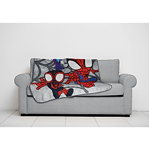 Spidey & His Amazing Friends Plush Throw Blanket - Measures 50 x 60 Inches - Kids Super Soft Fleece Bedding Features Ghost Spider Gwen & Miles Morales