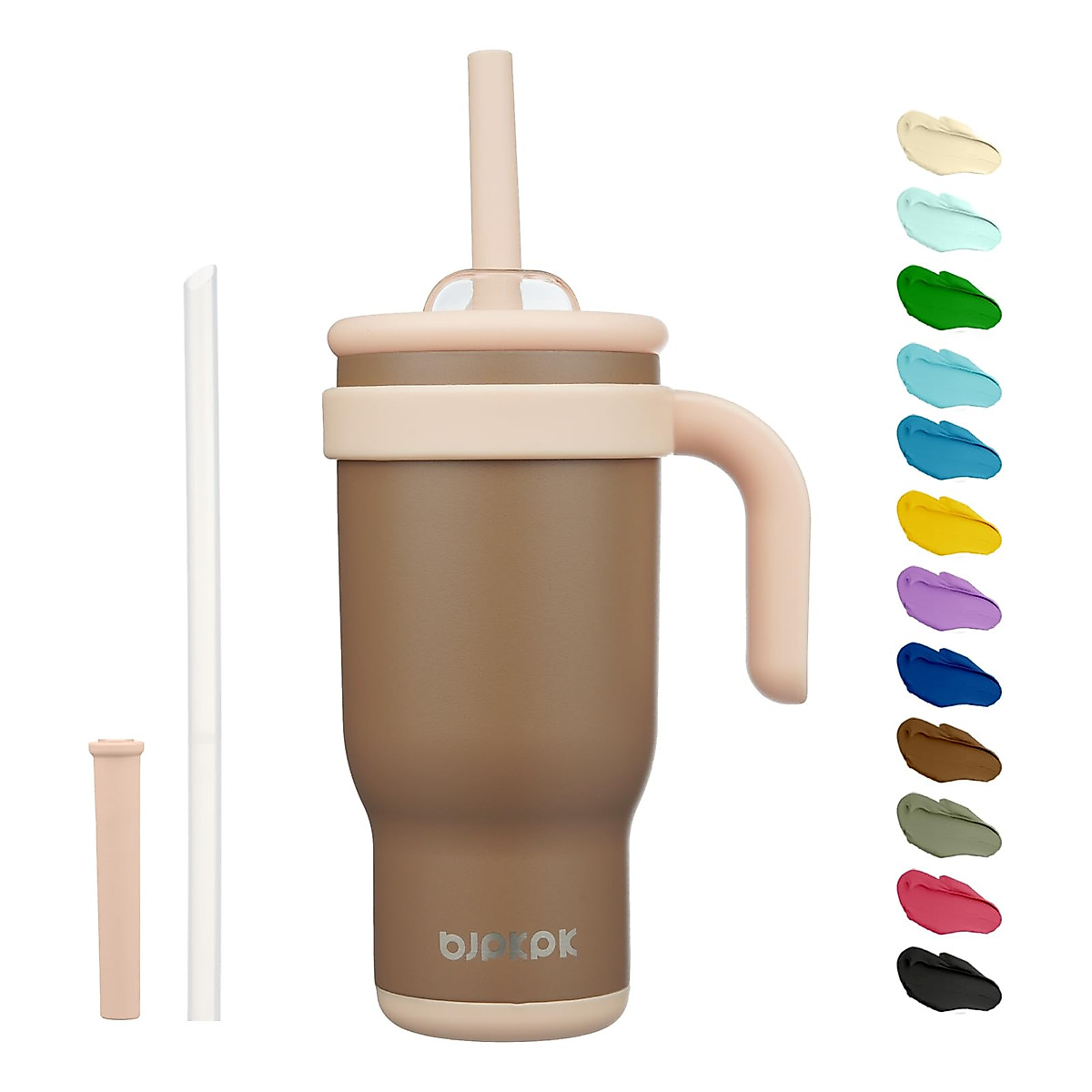 BJPKPK 18 OZ Insulated Travel Tumbler with Handle and Straw, Stainless Steel Water Bottle, Double Wall Vacuum Insulated Mug, for Work, Car, Travel, Coffee