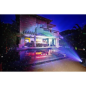 Wisely Christmas Projector Laser Lights, Led Waterproof Christmas Laser Lights Landscape Spotlight Red and Green Star Show Decorative for Bedroom Outdoor Garden Patio Wall Holiday Party