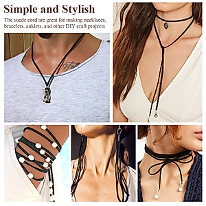 Leather String, Flat Suede Cord Faux Leather Cord Thin Leather Lace for Bracelets, Necklaces, Jewelry Making and Art Crafts (2.7 MM Black)