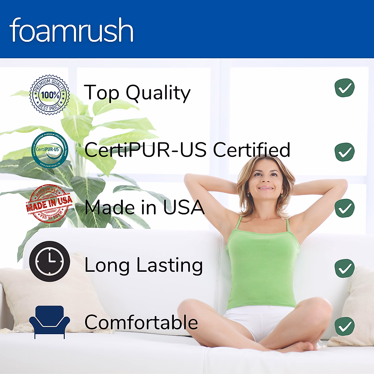 FoamRush 8-Inch Full (54" x 75") Extra Firm High Density Foam RV Mattress Replacement with Cotton Cover,Pressure Relief, Travel Camper Trailer Truck, Made in USA, CertiPUR-US Certified