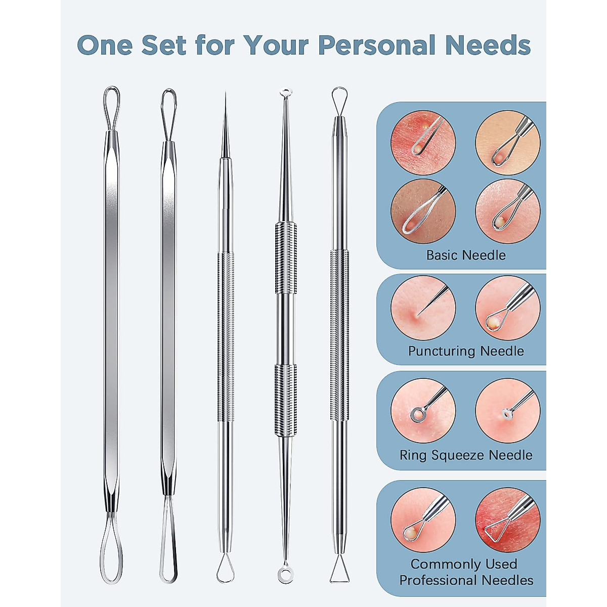 TAYTHI Blackhead Remover Tool, Pimple Popper Tool Kit, Blackhead Extractor Tool for Face, Extractor Tool for Comedone Zit Acne Whitehead Blemish, Stainless Steel Extraction Tools