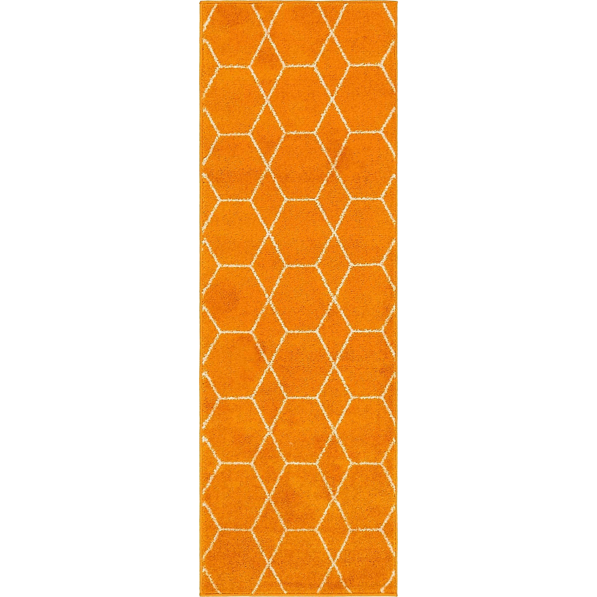 Unique Loom Trellis Frieze Collection Area Rug - Geometric (2' x 6' 1" Runner, Orange/ Ivory)