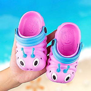 Baby Girls Boys Sandals Kid's Cute Lightweight Shoes Summer Premium Cartoon Sandals Children Caterpillar Non-Slip Beach Water Clogs Shoes Garden Slipper(Pink,7) S24
