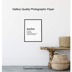 Teacher Definition Wall Art, Home Decor - Typography Poster, Print - Unique Room Decorations for Classroom, School - Gift for Teachers Appreciation - 8x10 Photo Unframed