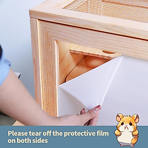 Wooden Hamster Cage and Hideout (23.6" L x 15.7" W x 15.7" H) for Small Animal, Syrian Hamster, Guinea Pig, Gerbil, 2-Tiers with Shelf and Ladder, Waterproof Pull-Out Tray, Natural Wood