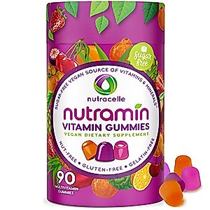 NUTRAMIN Daily Vegan Keto Multivitamin Gummies Vitamin C, D2, and Zinc for Immunity, Plant-Based, Sugar-Free, Nut-Free, Gluten-Free, with Biotin, Vitamin A, B, B6, B12 & More 90 Count, 45 Days