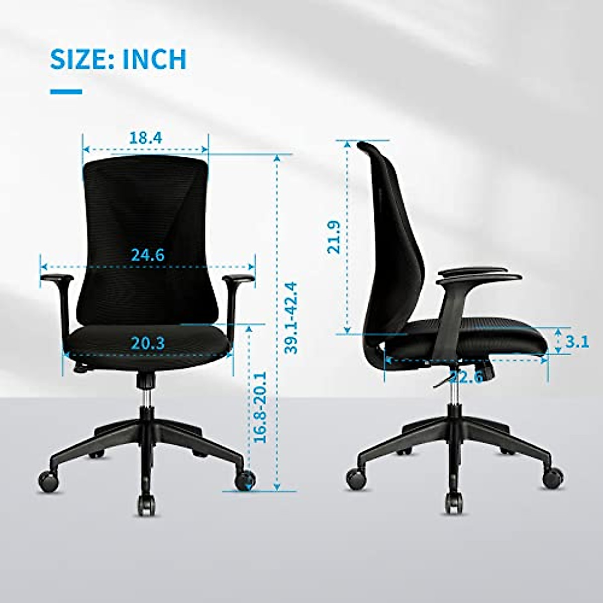 FLEXISPOT Office Chair Height Adjustable Computer Desk Chair Ergonomic Home Office Desk Chair with Y Shape Backrest Black