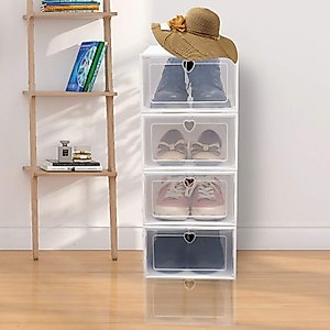 TTONSUE Shoe Box Set Storage Plastic Home, Clear Plastic Shoe Storage Boxes for, Shoe Organizer Storage Bins with Lids, Clothes Under Bed Shoe Storage Container