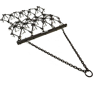 Titan Attachments Heavy Duty Drag Harrow 4 FT x 4 FT Leveling Grading Steel Mesh, 3/8in Tines, Tow Behind Agricultural-Style Drag