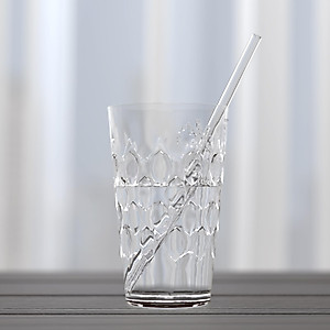 6 PCS Reusable Glass Drinking Straw, Replacement Straw 7.88'' x 8MM Clear Practical Straw for 20/30/32oz Tumblers Smoothie Straws 3 Straight 3 Bent with 1 Cleaning Brush for Coffee Tea Juice Milkshake