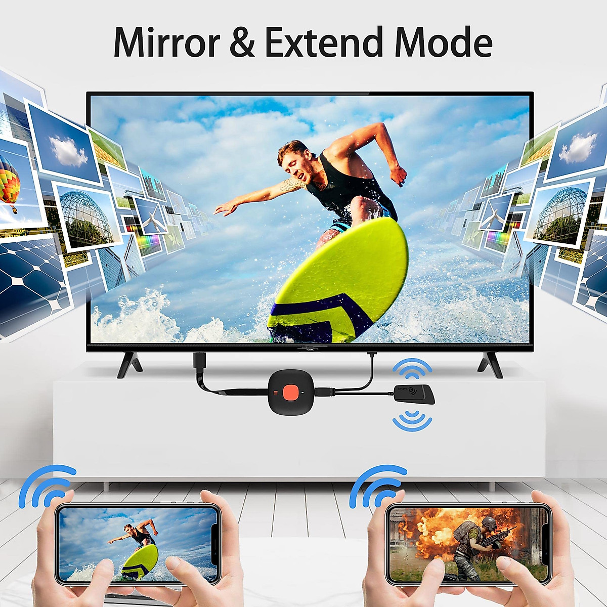 Wireless HDMI Display Adapter, 4K WiFi HDMI Wireless Dongle Streaming YouTube & Neflix Multimedia Movies, Suitable for iPhone/iPad/Android/iOS/Window/Mac OS/PC/Tablet to TV/Monitor/Projector