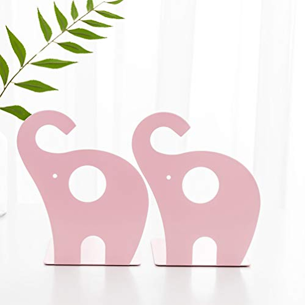 BESPORTBLE 2Pcs Kids Nonskid Bookends Heavy Duty Bookends Elephant Shaped Decorative Book Stopper Book Organizer for Shelves (Pink)