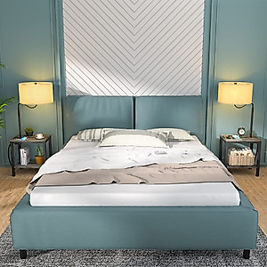 LityMax LED Floor Lamp with Table - End Table with USB Charging Port, Power Outlet, Bedside Nightstand Shelves, Side Table with Reading Standing Light for Living Room, Black Oak, Bulb Included, 2 Pack