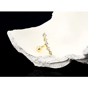 Melighting Gold Helix Earrings 14K Cartilage Earrings 16G Gold Tragus Piercing Jewelry Clear CZ Stud Earring Conch Piercing for Women Men Gift