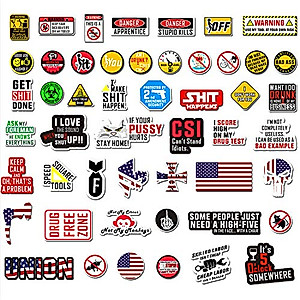 Hard Hat Stickers Big 50 PCS, Funny Sticker Pack for Tool Box Helmet Hood Hardhat, Gifts for Adult Essential Worker Welder Construction Union Military Electrician, American Patriotic Bulk Vinyl Decals