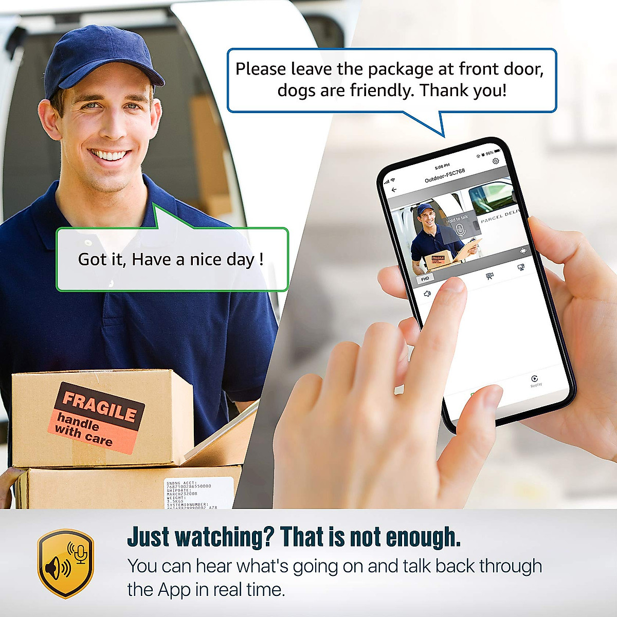 faleemi WiFi Outdoor Camera, 1080P Home WiFi Camera with Night Vision, Motion Detection, 2-Way Audio, IP66 Waterproof, SD Card Slot and Cloud Storage, Compatible with Android/iOS