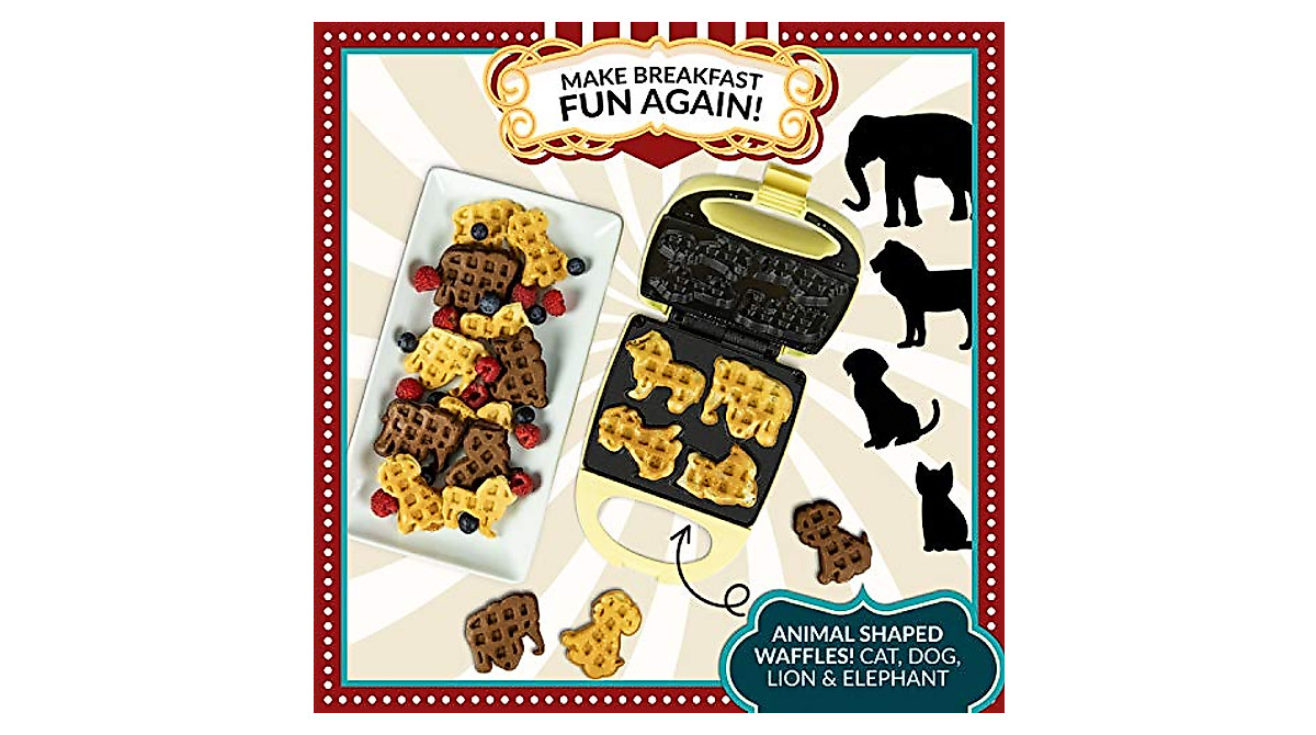 Nostalgia Animal Waffle Maker | Make Fun Cat, Dog, Lion Shapes