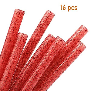 FOCMKEAS 16 PCS Mini Hot Glue Sticks 0.27" Dia. x 3.94" Long Hot Melt Glue Gun Sticks All Purpose Adhesive for Multi-Temp Hot Glue Gun Glue DIY Work， Glitter Red