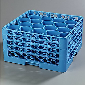 Carlisle FoodService Products RW20-314 OptiClean NeWave Polypropylene 20-Compartment Glass Rack with 4 Extenders, 19-3/4" Length x 19-3/4" Width x 10.30" Height, Blue (Case of 2)