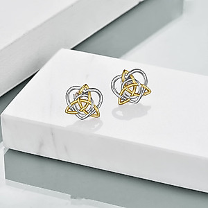 Celtic Earring Jewelry Sterling Silver Irish Celtic Earrings Hypoallergenic Triquetra Trinity Knot Stud Earrings for Women Girls, Christmas Gifts for Her