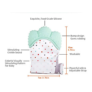 Baby Teething Mitten for Babies - Self-Soothing Pain Relief Teething Toys Glove for Teething Babies, Toddlers, Infants, Unisex - Natural Organic BPA Free,3+ Months (Mint Green)