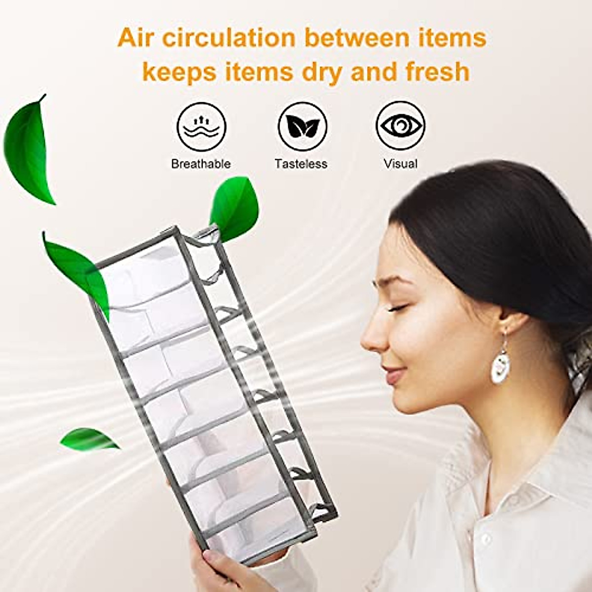 2PCS Upgrade Wardrobe Closet Organizers，7&9-Grids Washable Clothes Organizer with Handles for Jeans，Folded Clothes Organizer Nylon Compartments Storage Bins