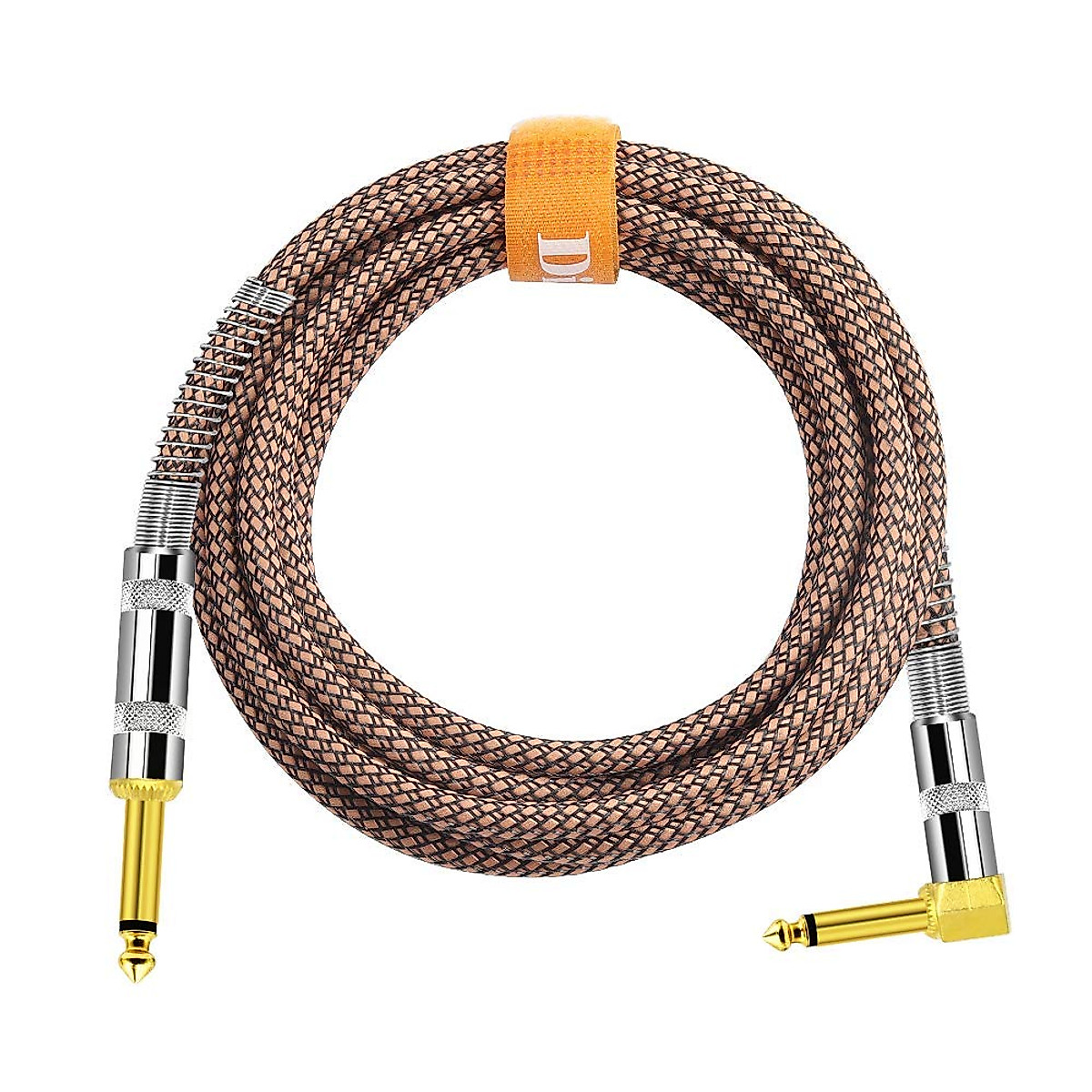 Disino Guitar Cable,1/4 Inch TS Right Angle to Straight Guitar Instrument Cord for Electric Guitar,Bass Guitar, Pro Audio - 6 Feet,Yellow