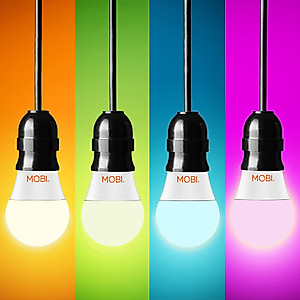 MOBI Smart WiFi LED Bulb Multi-Color Changing LED Light Bulb for Home; Bedroom, Dimmable & Voice Command, Energy Efficient LED Bulbs, No Hub Required, Compatible with Alexa and Google