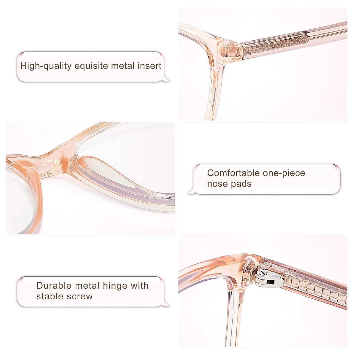 Madison Avenue Square Vintage TR90 Blue Light Blocking Reading Glasses for Women with Case, Anti Glare/Eyestrain Computer Readers Transparent Brown 2.5