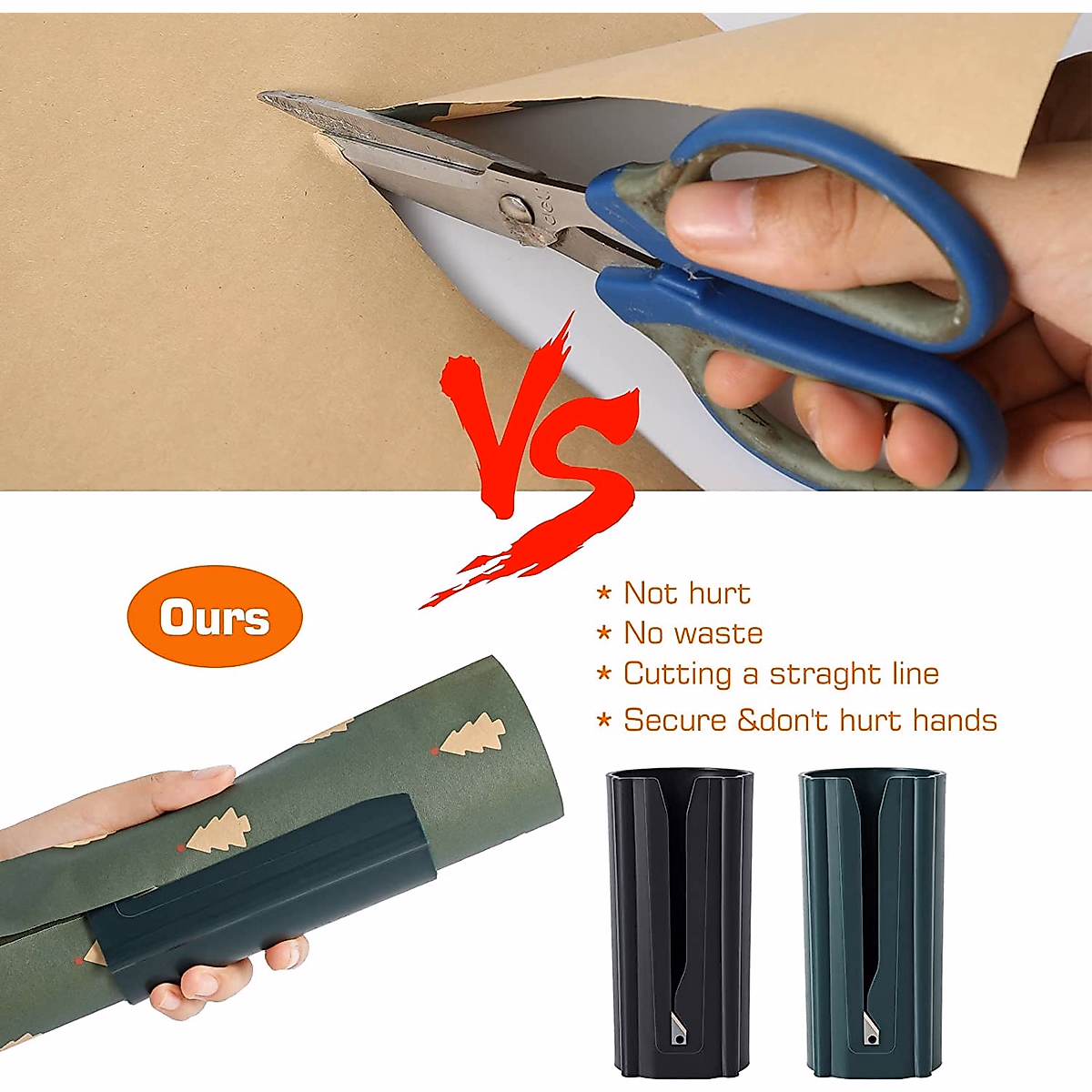 2Pack Wrapping Paper Cutter,ChristmasWrapping paper cutter tool,Gift Wrap Cutter,Easy Slide Wrapping Paper Cutter Tool Tube Easy and Fast, Safe Cutting, Creative Holiday Paper roll Cutting Machine