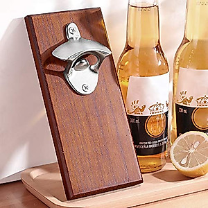 Beer Bottle Opener With Strong Magnet, Used on Refrigerator or Metal Surface, Convenient for One-handed Operation, Open Bottles, Collect Bottle Caps, Brown, 7.87*3.14*0.15