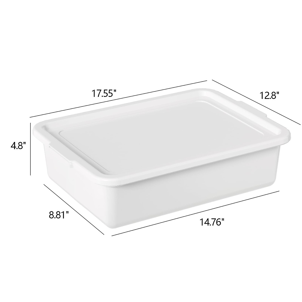Hespama 3 Pack Commercial Bus Tub with Lid, 13 L Plastic Dishpan Wash Basin, White
