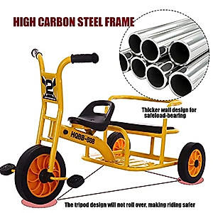 Kids Taxi Tricycles, Preschool Playground Kids Tricycle, Daycare Toddler Tandem Trike, Children Double Seat Bikes with Passenger Seat, Outdoor Playground Equipment Tricycles for Riders Ages 3+