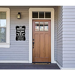 WaaHome Funny No Trespassing Signs Private Property Sign, 7.8''X11.8'' Safety & Privacy Warning Sign