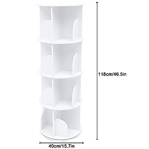 ZHFEISY Rotating Bookshelf 4 Tier Nordic Style White Bookcase 220 lbs Bearing Capacity Corner Bookshelf for Living Room Bedroom Study Office