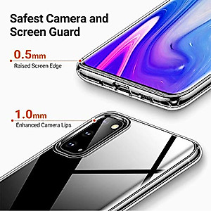 HHUAN Case for TCL 10 Plus (6.47 Inch) with 2 X Tempered Glass Screen Protector, Clear Soft Silicone Cover Bumper TPU Shockproof Phone Case for TCL 10 Plus - WM86