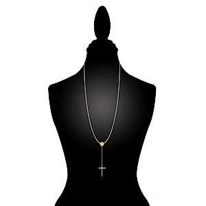 Me Plus 6mm CCB Beads Alloy Crucifix Cross Pendant Rosary Catholic Necklace 20" (R3G-GOLD)