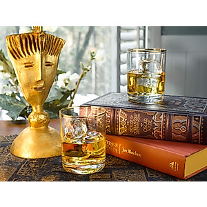 Burns Glass Old Fashioned Glass Cups, Whiskey Glass Set, Gold Rim, 11.75 Oz. (Set of 4)