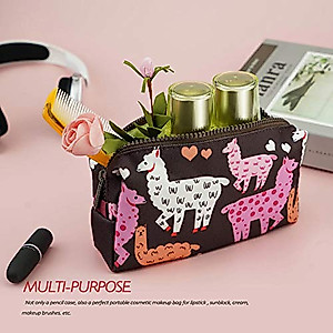 Llama Pencil Case Large Capacity Canvas Pen Bag Pouch Stationary Case Makeup Cosmetic Bag (Llama)